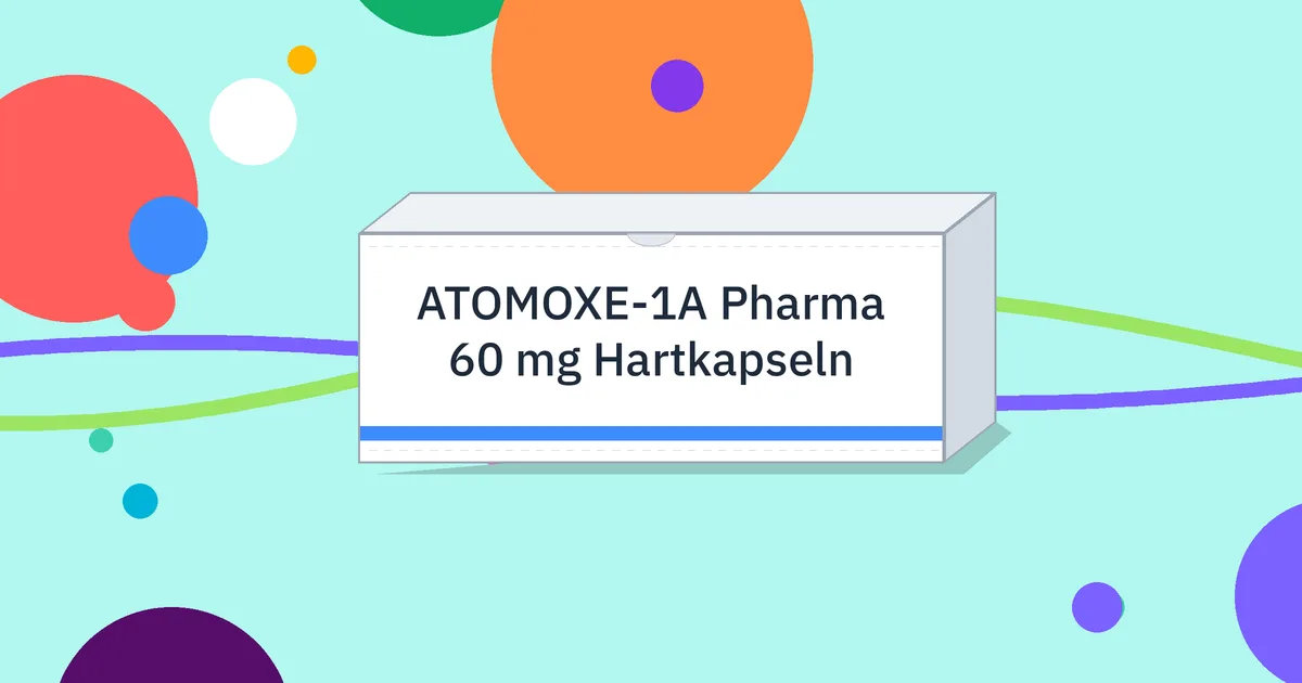 Symbolbild: Packung mit der Aufschrift ATOMOXE-1A Pharma 60 mg Hartkapseln (PZN 14352470) – Verfügbarkeit und Bezug in Apotheken in Frankfurt am Main
