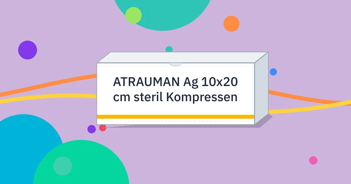 Symbolbild: Packung mit der Aufschrift ATRAUMAN Ag 10x20 cm steril Kompressen (PZN 20726070) – Verfügbarkeit und Bezug in Apotheken in Frankfurt am Main