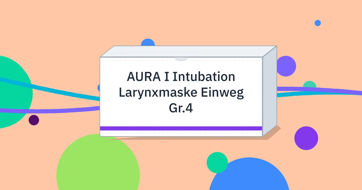 Symbolbild: Packung mit der Aufschrift AURA I Intubation Larynxmaske Einweg Gr.4 (PZN 09393403) – Verfügbarkeit und Bezug in Apotheken in Frankfurt am Main