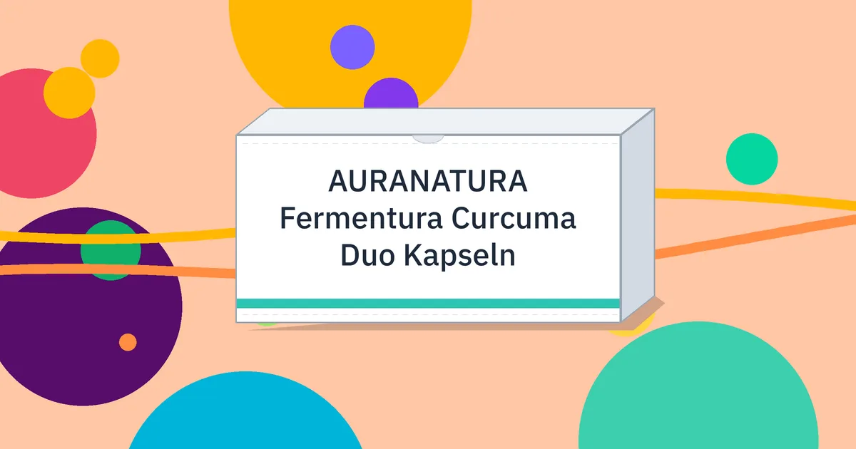 Symbolbild: Packung mit der Aufschrift AURANATURA Fermentura Curcuma Duo Kapseln (PZN 19359867) – Verfügbarkeit und Bezug in Apotheken in Frankfurt am Main