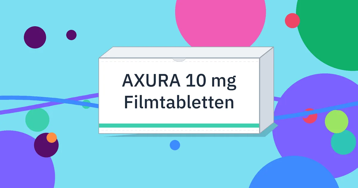 Symbolbild: Packung mit der Aufschrift AXURA 10 mg Filmtabletten (PZN 00883962) – Verfügbarkeit und Bezug in Apotheken in Frankfurt am Main