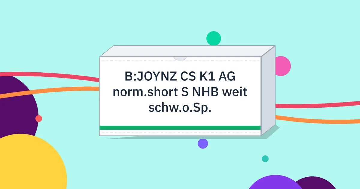 Symbolbild: Packung mit der Aufschrift B:JOYNZ CS K1 AG norm.short S NHB weit schw.o.Sp. (PZN 20535944) – Verfügbarkeit und Bezug in Apotheken in Frankfurt am Main