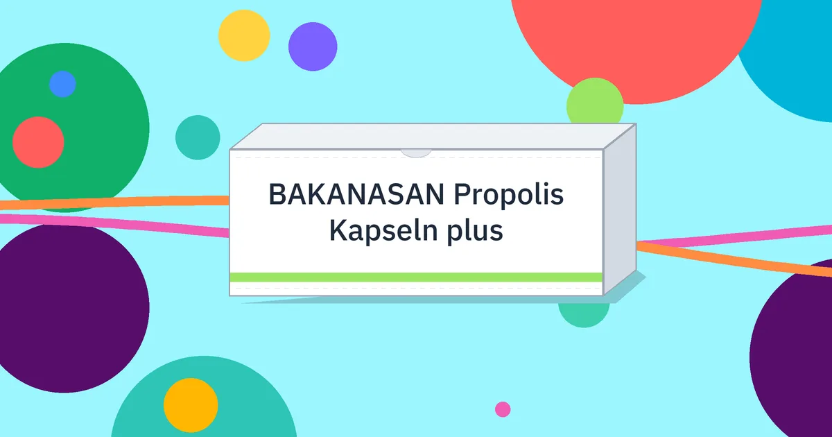 Symbolbild: Packung mit der Aufschrift BAKANASAN Propolis Kapseln plus (PZN 16663056) – Verfügbarkeit und Bezug in Apotheken in Frankfurt am Main
