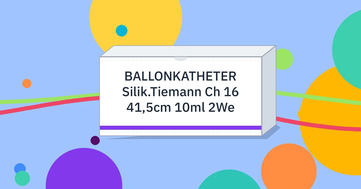 Symbolbild: Packung mit der Aufschrift BALLONKATHETER Silik.Tiemann Ch 16 41,5cm 10ml 2We (PZN 15428643) – Verfügbarkeit und Bezug in Apotheken in Frankfurt am Main