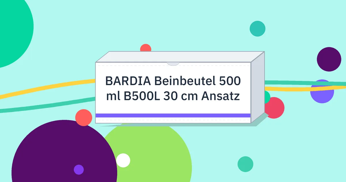 Symbolbild: Packung mit der Aufschrift BARDIA Beinbeutel 500 ml B500L 30 cm Ansatz (PZN 01854023) – Verfügbarkeit und Bezug in Apotheken in Frankfurt am Main