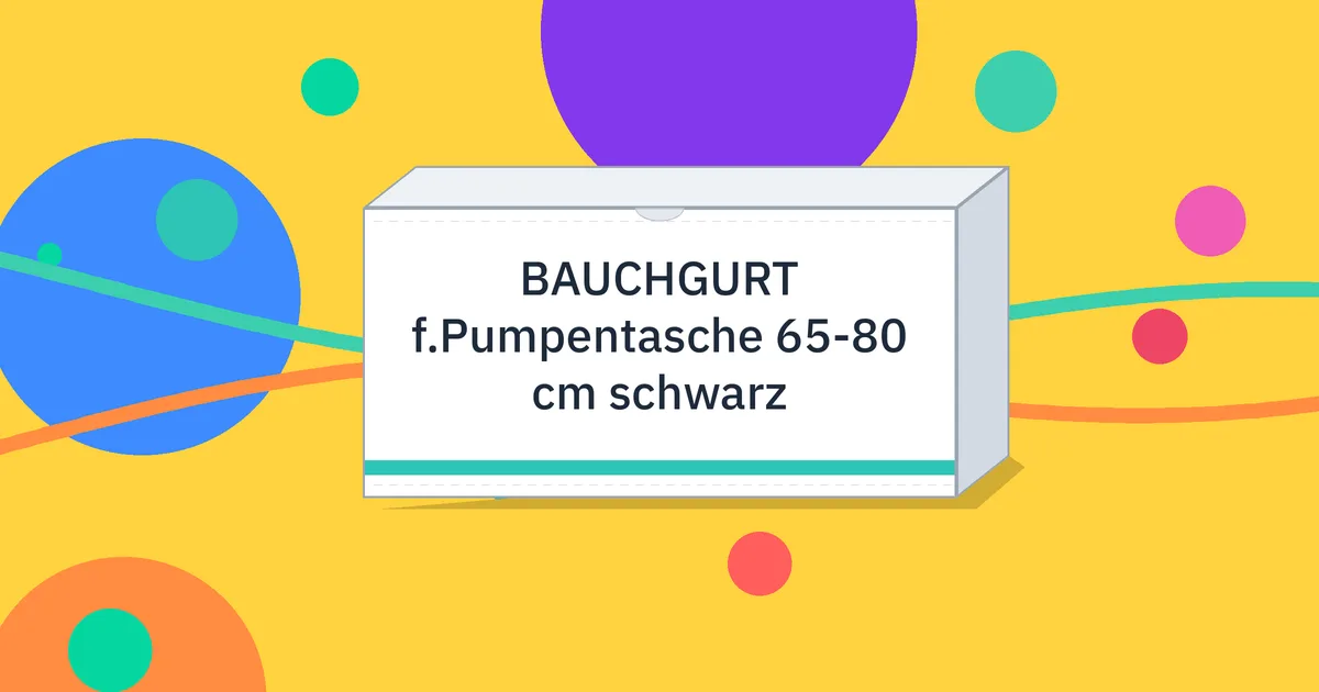 Symbolbild: Packung mit der Aufschrift BAUCHGURT f.Pumpentasche 65-80 cm schwarz (PZN 13915617) – Verfügbarkeit und Bezug in Apotheken in Frankfurt am Main