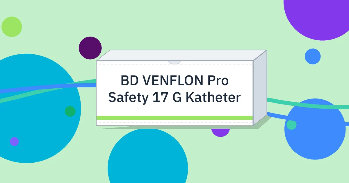 Symbolbild: Packung mit der Aufschrift BD VENFLON Pro Safety 17 G Katheter (PZN 11124018) – Verfügbarkeit und Bezug in Apotheken in Frankfurt am Main