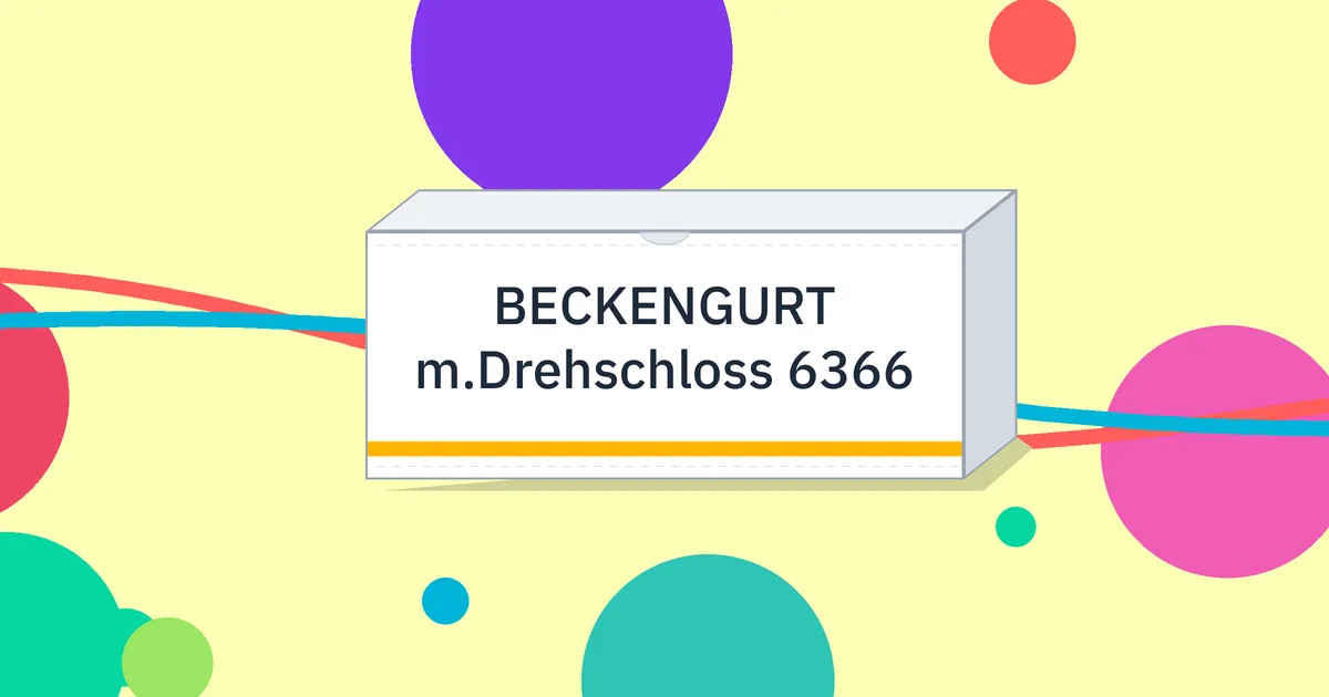 Symbolbild: Packung mit der Aufschrift BECKENGURT m.Drehschloss 6366 (PZN 11570367) – Verfügbarkeit und Bezug in Apotheken in Frankfurt am Main