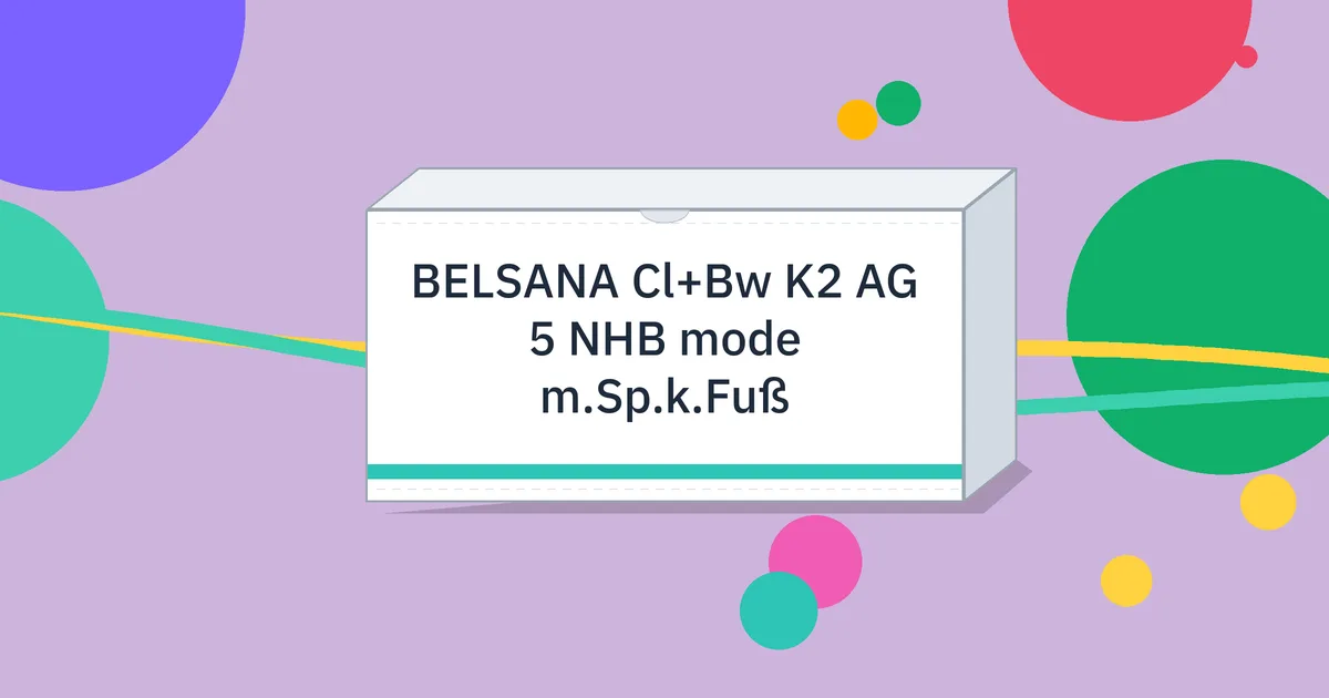 Symbolbild: Packung mit der Aufschrift BELSANA Cl+Bw K2 AG 5 NHB mode m.Sp.k.Fuß (PZN 12248076) – Verfügbarkeit und Bezug in Apotheken in Frankfurt am Main