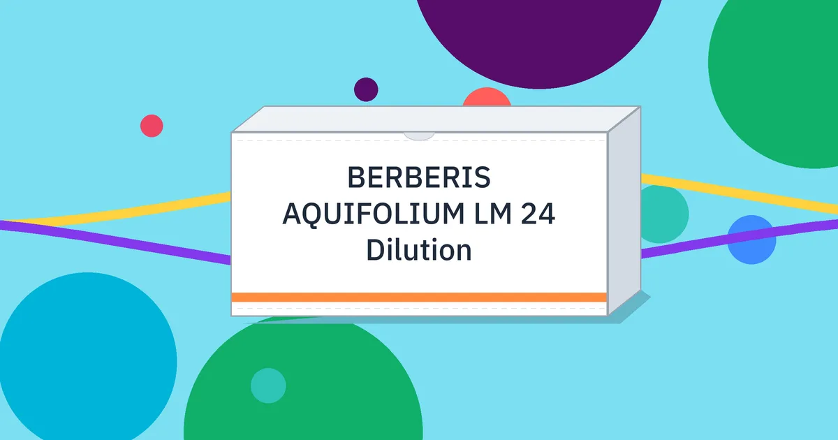 Symbolbild: Packung mit der Aufschrift BERBERIS AQUIFOLIUM LM 24 Dilution (PZN 13383474) – Verfügbarkeit und Bezug in Apotheken in Frankfurt am Main