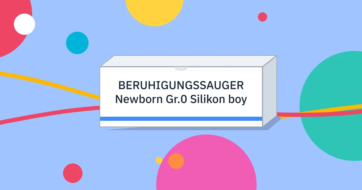 Symbolbild: Packung mit der Aufschrift BERUHIGUNGSSAUGER Newborn Gr.0 Silikon boy (PZN 11193338) – Verfügbarkeit und Bezug in Apotheken in Frankfurt am Main