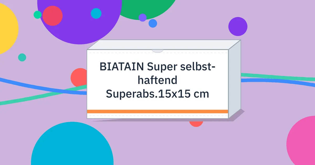 Symbolbild: Packung mit der Aufschrift BIATAIN Super selbst-haftend Superabs.15x15 cm (PZN 14332059) – Verfügbarkeit und Bezug in Apotheken in Frankfurt am Main