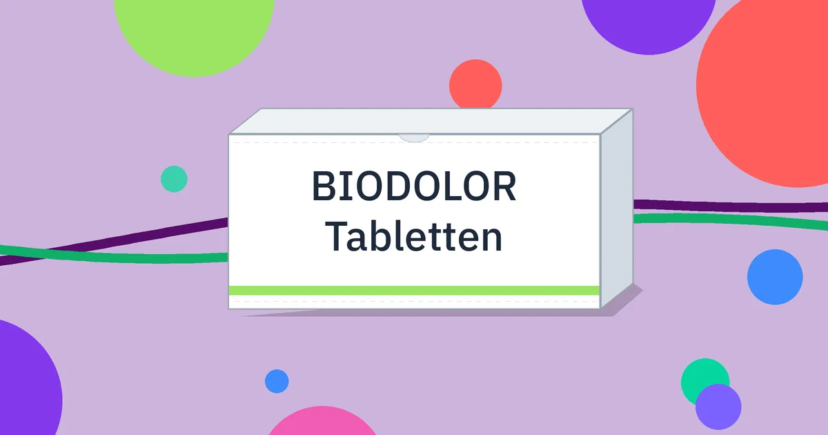 Symbolbild: Packung mit der Aufschrift BIODOLOR Tabletten (PZN 04531728) – Verfügbarkeit und Bezug in Apotheken in Frankfurt am Main