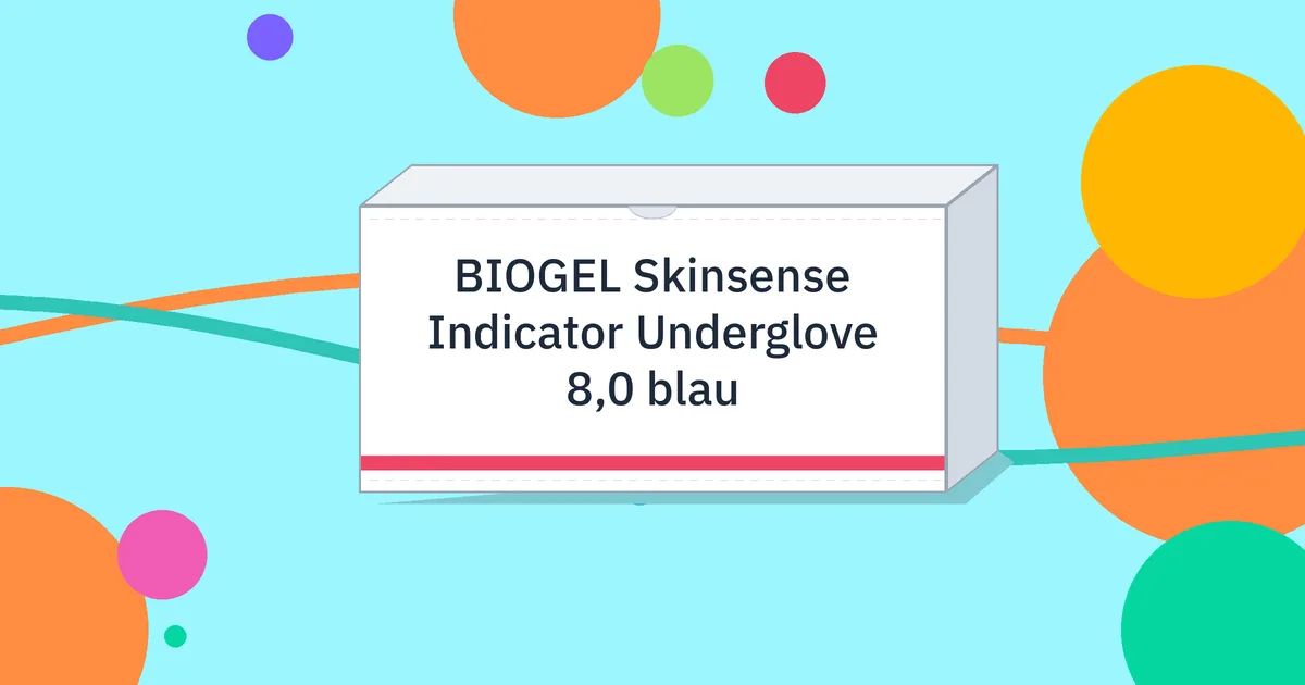 Symbolbild: Packung mit der Aufschrift BIOGEL Skinsense Indicator Underglove 8,0 blau (PZN 04702354) – Verfügbarkeit und Bezug in Apotheken in Frankfurt am Main