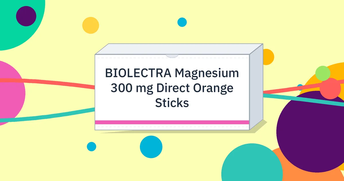 Symbolbild: Packung mit der Aufschrift BIOLECTRA Magnesium 300 mg Direct Orange Sticks (PZN 07795675) – Verfügbarkeit und Bezug in Apotheken in Frankfurt am Main