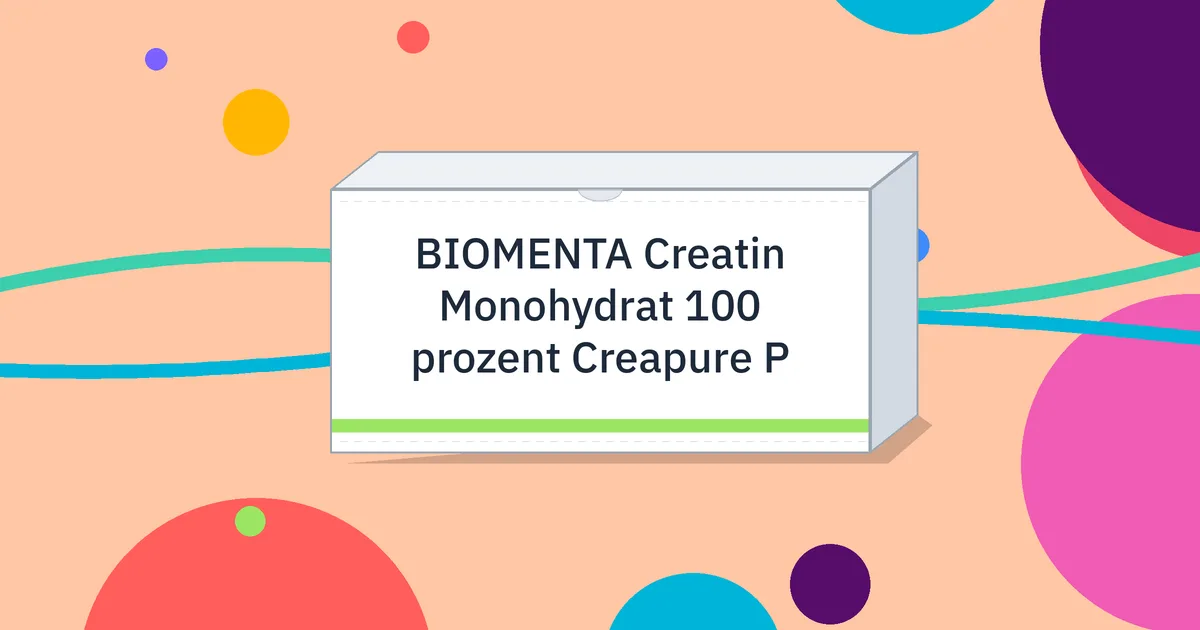 Symbolbild: Packung mit der Aufschrift BIOMENTA Creatin Monohydrat 100 prozent Creapure P (PZN 19986179) – Verfügbarkeit und Bezug in Apotheken in Frankfurt am Main