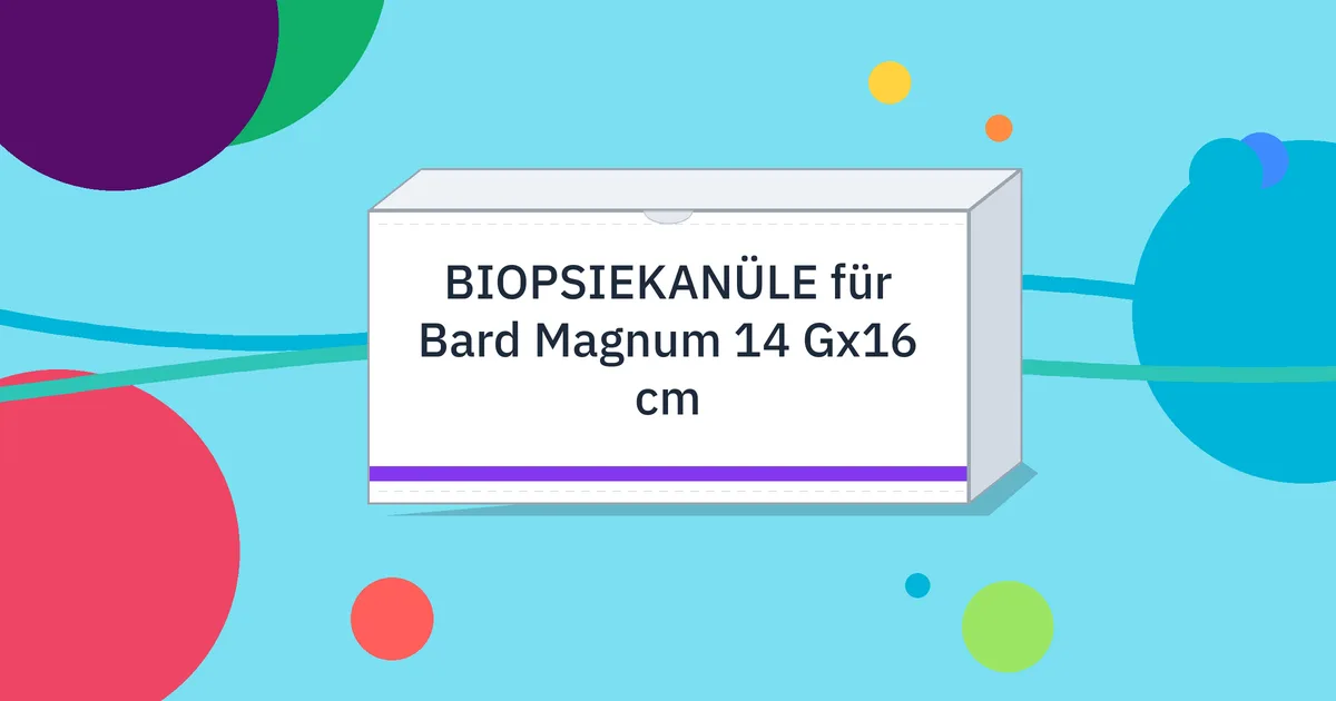 Symbolbild: Packung mit der Aufschrift BIOPSIEKANÜLE für Bard Magnum 14 Gx16 cm (PZN 04657820) – Verfügbarkeit und Bezug in Apotheken in Frankfurt am Main