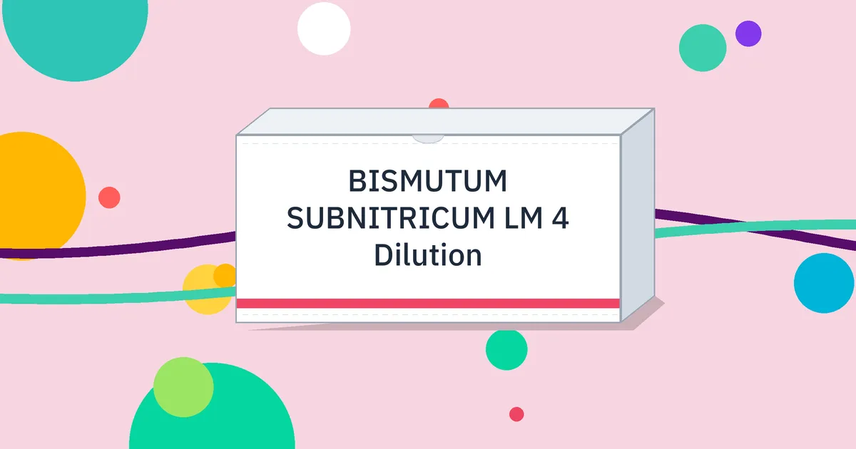 Symbolbild: Packung mit der Aufschrift BISMUTUM SUBNITRICUM LM 4 Dilution (PZN 13388483) – Verfügbarkeit und Bezug in Apotheken in Frankfurt am Main