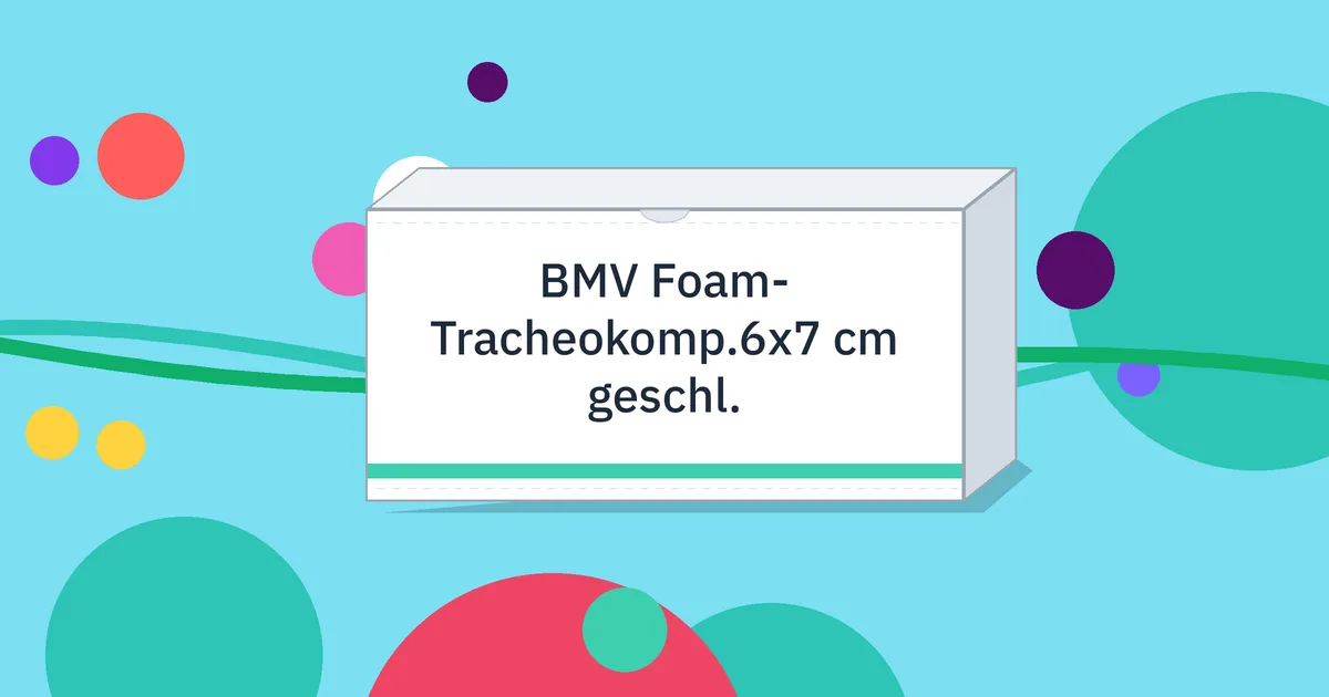Symbolbild: Packung mit der Aufschrift BMV Foam-Tracheokomp.6x7 cm geschl. (PZN 16570426) – Verfügbarkeit und Bezug in Apotheken in Frankfurt am Main