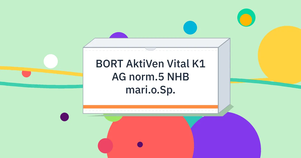Symbolbild: Packung mit der Aufschrift BORT AktiVen Vital K1 AG norm.5 NHB mari.o.Sp. (PZN 13732101) – Verfügbarkeit und Bezug in Apotheken in Frankfurt am Main