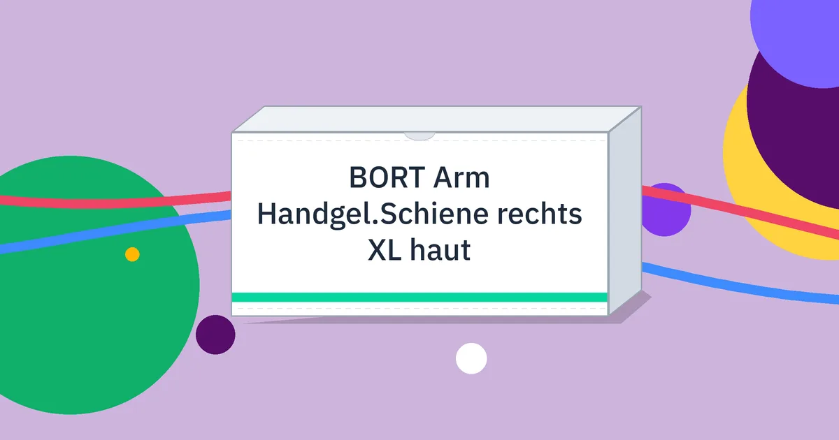 Symbolbild: Packung mit der Aufschrift BORT Arm Handgel.Schiene rechts XL haut (PZN 08527592) – Verfügbarkeit und Bezug in Apotheken in Frankfurt am Main