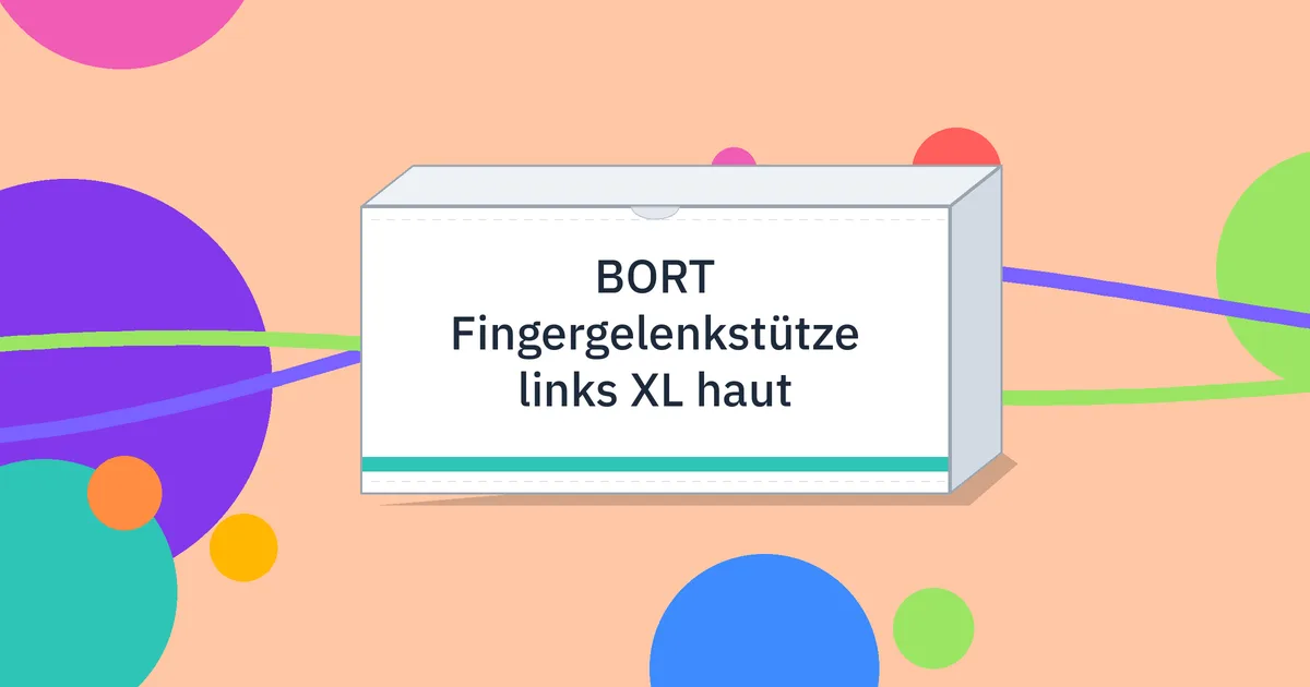 Symbolbild: Packung mit der Aufschrift BORT Fingergelenkstütze links XL haut (PZN 04451509) – Verfügbarkeit und Bezug in Apotheken in Frankfurt am Main