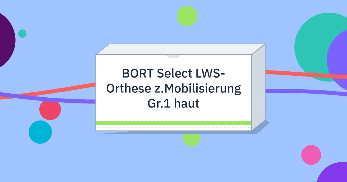 Symbolbild: Packung mit der Aufschrift BORT Select LWS-Orthese z.Mobilisierung Gr.1 haut (PZN 13922563) – Verfügbarkeit und Bezug in Apotheken in Frankfurt am Main