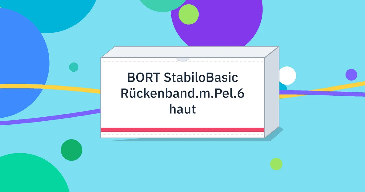 Symbolbild: Packung mit der Aufschrift BORT StabiloBasic Rückenband.m.Pel.6 haut (PZN 05872354) – Verfügbarkeit und Bezug in Apotheken in Frankfurt am Main
