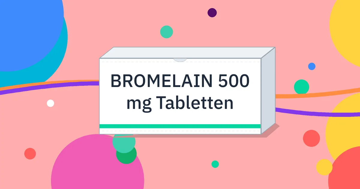 Symbolbild: Packung mit der Aufschrift BROMELAIN 500 mg Tabletten (PZN 12659141) – Verfügbarkeit und Bezug in Apotheken in Frankfurt am Main