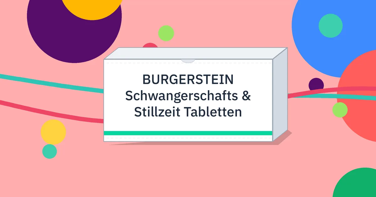 Symbolbild: Packung mit der Aufschrift BURGERSTEIN Schwangerschafts & Stillzeit Tabletten (PZN 17375224) – Verfügbarkeit und Bezug in Apotheken in Frankfurt am Main