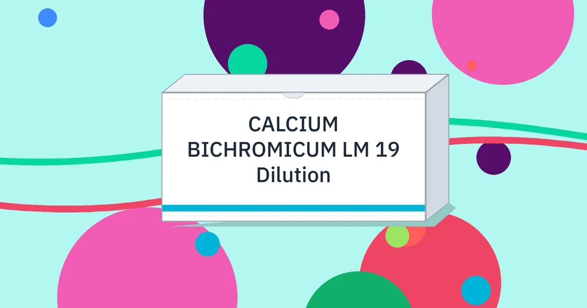 Symbolbild: Packung mit der Aufschrift CALCIUM BICHROMICUM LM 19 Dilution (PZN 13407482) – Verfügbarkeit und Bezug in Apotheken in Frankfurt am Main
