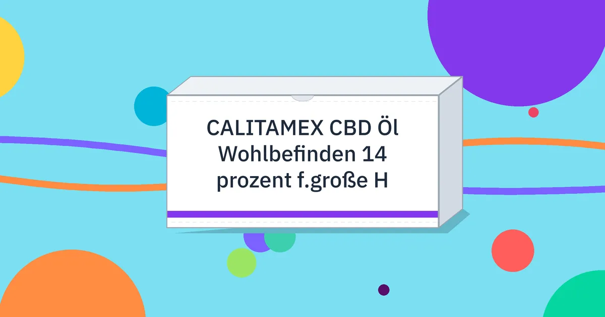 Symbolbild: Packung mit der Aufschrift CALITAMEX CBD Öl Wohlbefinden 14 prozent f.große H (PZN 19649097) – Verfügbarkeit und Bezug in Apotheken in Frankfurt am Main