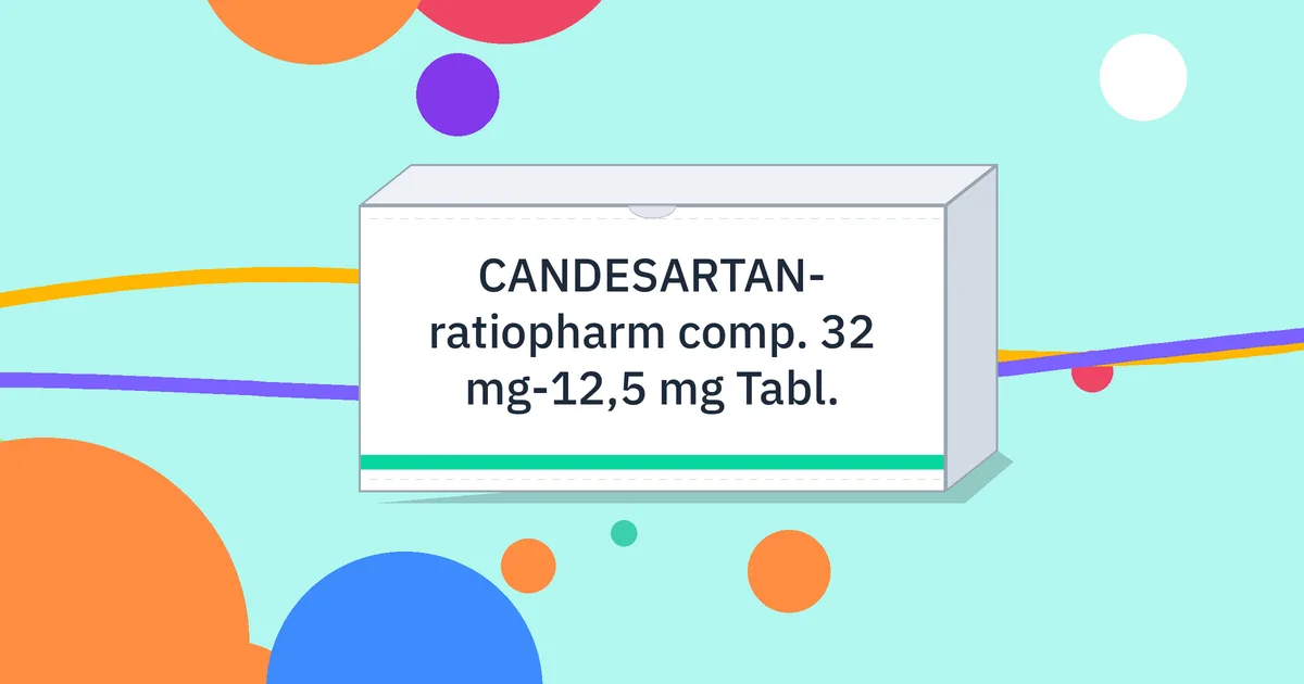 Symbolbild: Packung mit der Aufschrift CANDESARTAN-ratiopharm comp. 32 mg-12,5 mg Tabl. (PZN 09068258) – Verfügbarkeit und Bezug in Apotheken in Frankfurt am Main