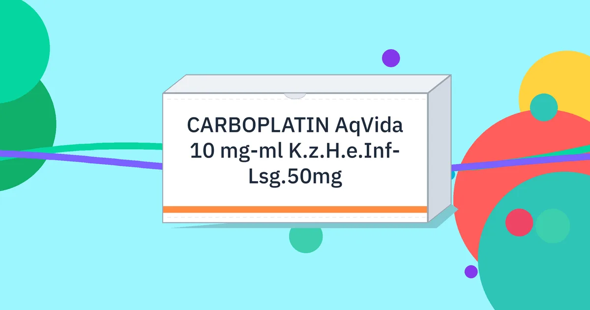 Symbolbild: Packung mit der Aufschrift CARBOPLATIN AqVida 10 mg-ml K.z.H.e.Inf-Lsg.50mg (PZN 20006387) – Verfügbarkeit und Bezug in Apotheken in Frankfurt am Main