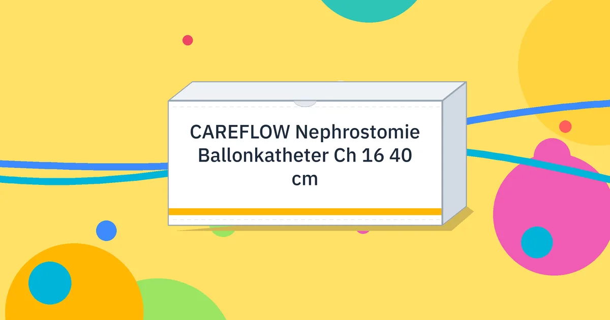Symbolbild: Packung mit der Aufschrift CAREFLOW Nephrostomie Ballonkatheter Ch 16 40 cm (PZN 13851219) – Verfügbarkeit und Bezug in Apotheken in Frankfurt am Main