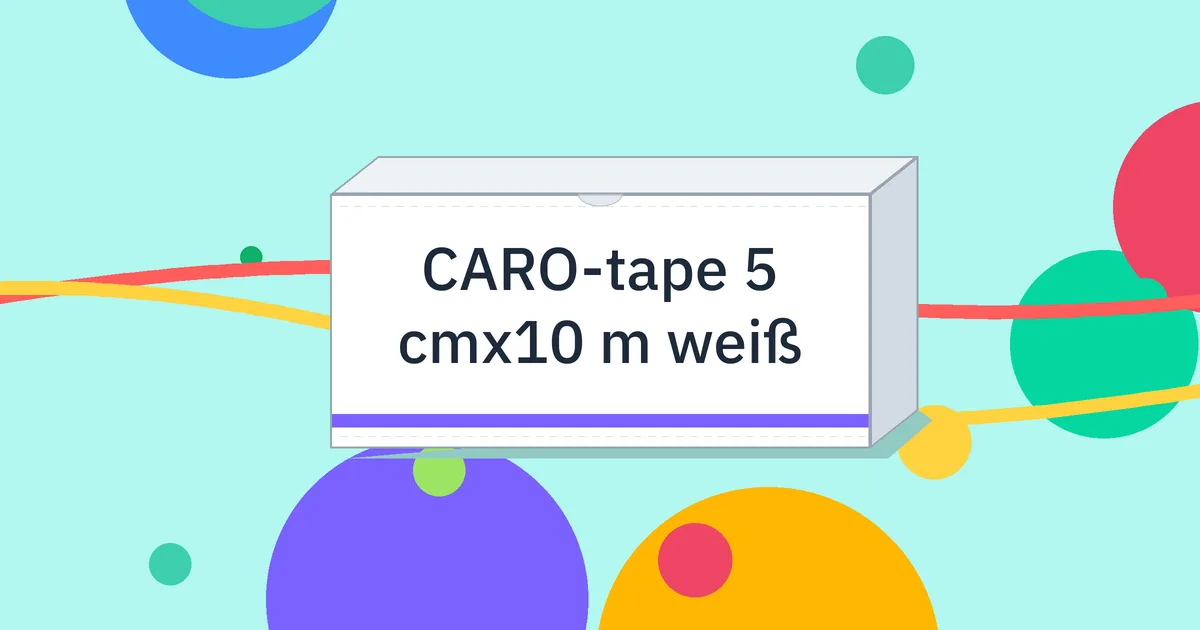 Symbolbild: Packung mit der Aufschrift CARO-tape 5 cmx10 m weiß (PZN 11670726) – Verfügbarkeit und Bezug in Apotheken in Frankfurt am Main