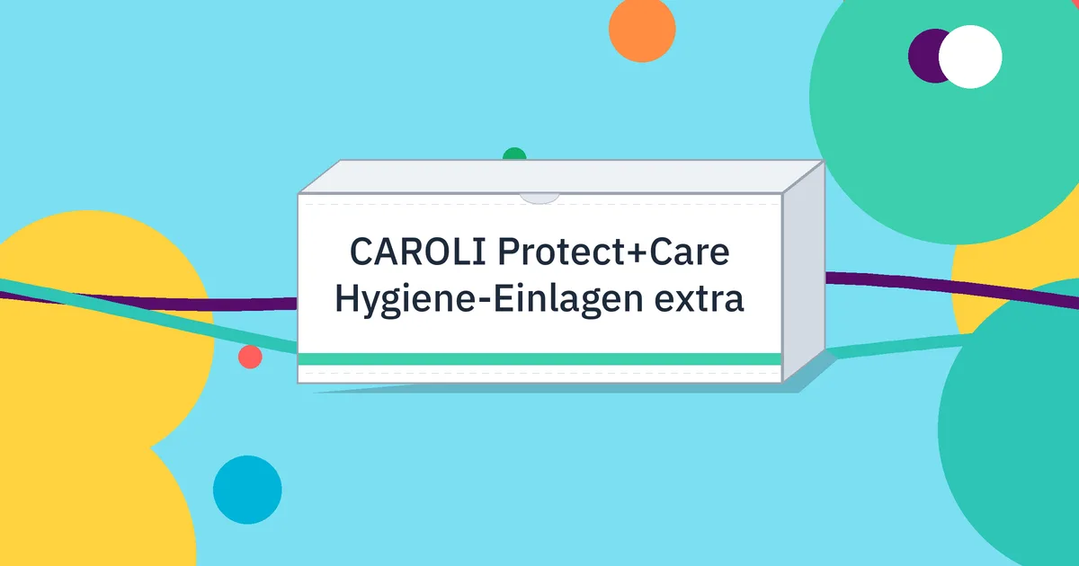 Symbolbild: Packung mit der Aufschrift CAROLI Protect+Care Hygiene-Einlagen extra (PZN 11054192) – Verfügbarkeit und Bezug in Apotheken in Frankfurt am Main