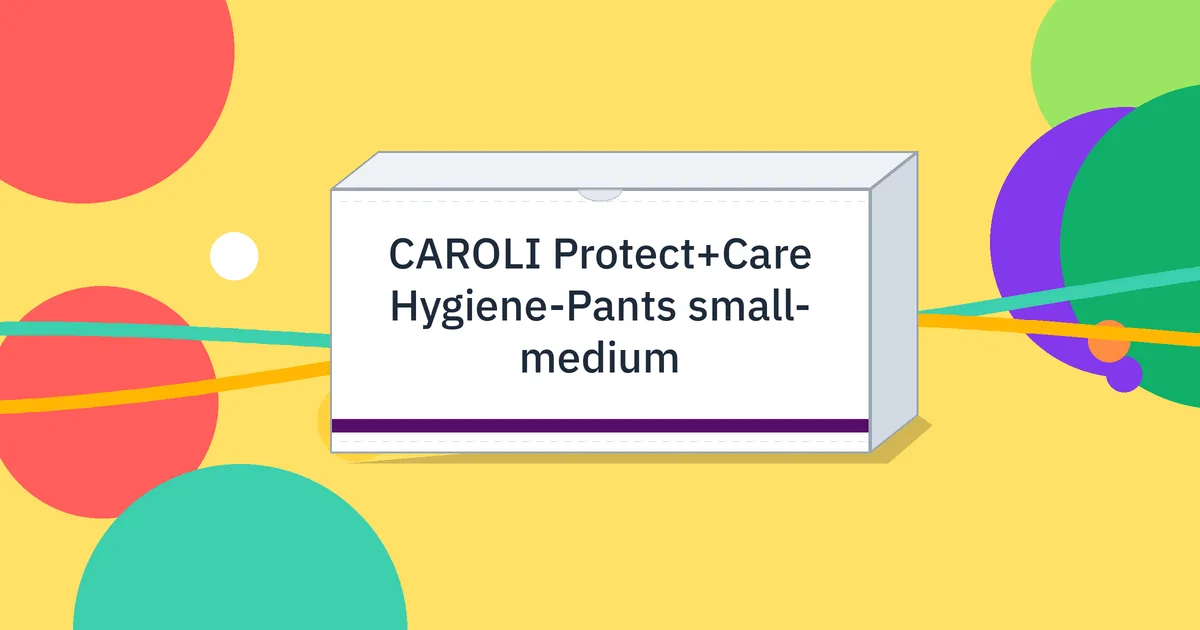 Symbolbild: Packung mit der Aufschrift CAROLI Protect+Care Hygiene-Pants small-medium (PZN 16505535) – Verfügbarkeit und Bezug in Apotheken in Frankfurt am Main