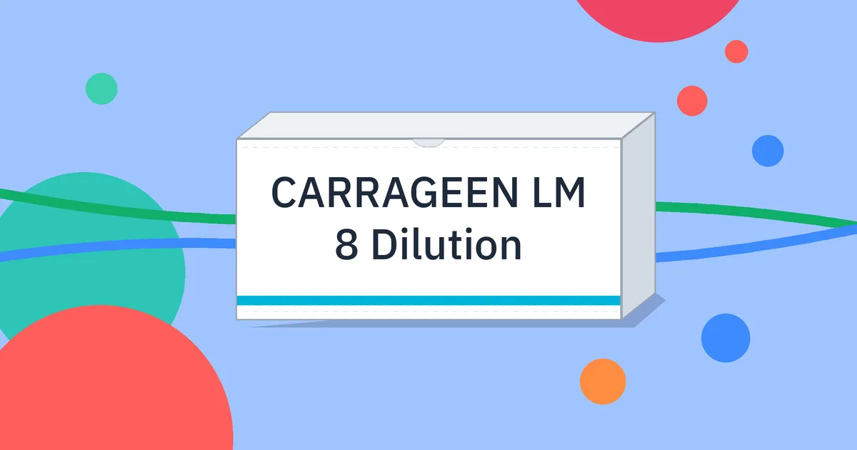 Symbolbild: Packung mit der Aufschrift CARRAGEEN LM 8 Dilution (PZN 13430972) – Verfügbarkeit und Bezug in Apotheken in Frankfurt am Main