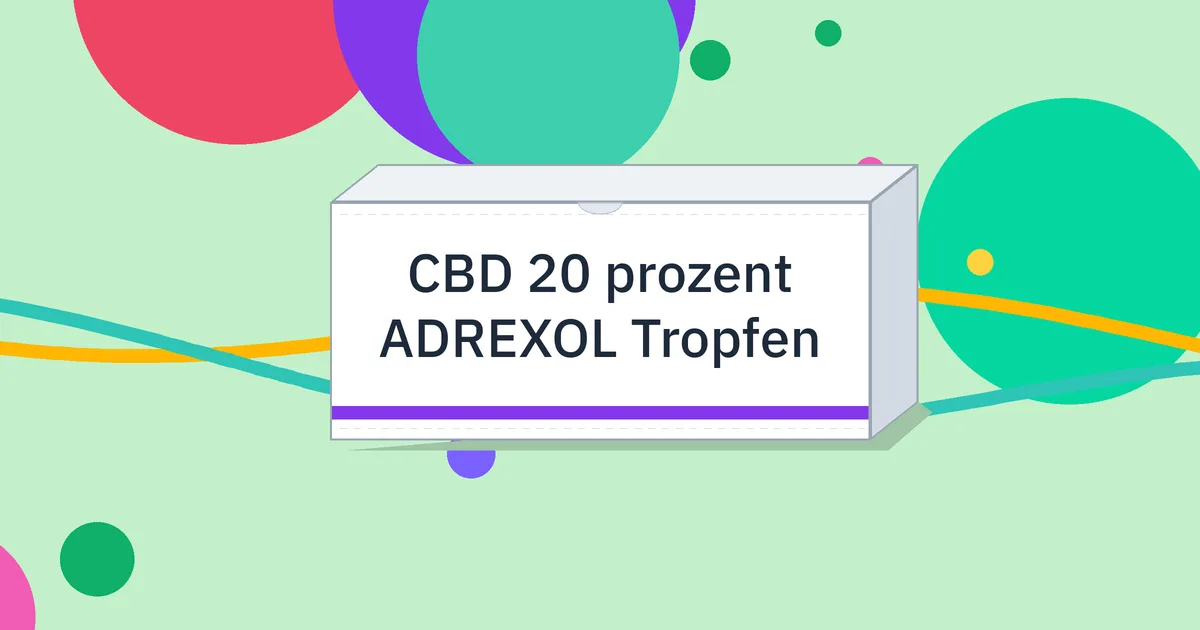Symbolbild: Packung mit der Aufschrift CBD 20 prozent ADREXOL Tropfen (PZN 18250430) – Verfügbarkeit und Bezug in Apotheken in Frankfurt am Main
