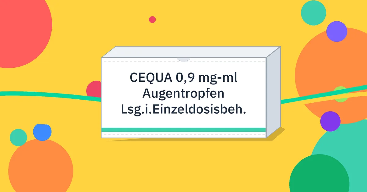 Symbolbild: Packung mit der Aufschrift CEQUA 0,9 mg-ml Augentropfen Lsg.i.Einzeldosisbeh. (PZN 19357590) – Verfügbarkeit und Bezug in Apotheken in Frankfurt am Main