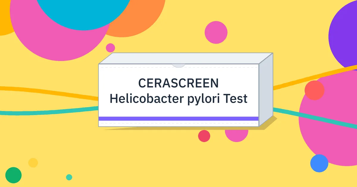 Symbolbild: Packung mit der Aufschrift CERASCREEN Helicobacter pylori Test (PZN 17515547) – Verfügbarkeit und Bezug in Apotheken in Frankfurt am Main