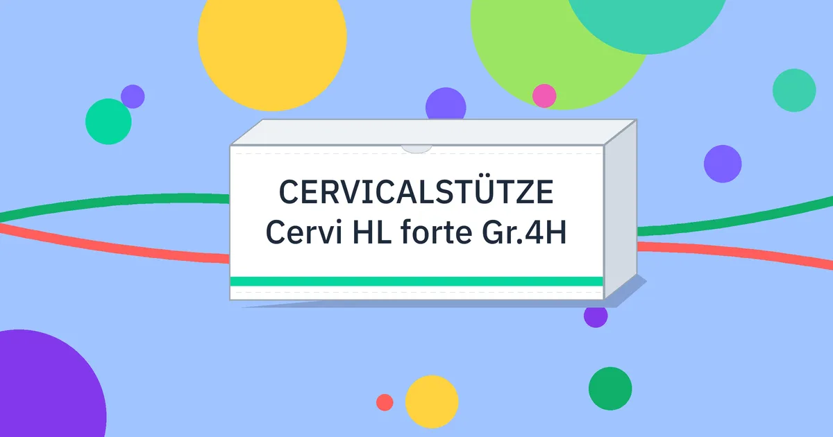 Symbolbild: Packung mit der Aufschrift CERVICALSTÜTZE Cervi HL forte Gr.4H (PZN 02885801) – Verfügbarkeit und Bezug in Apotheken in Frankfurt am Main