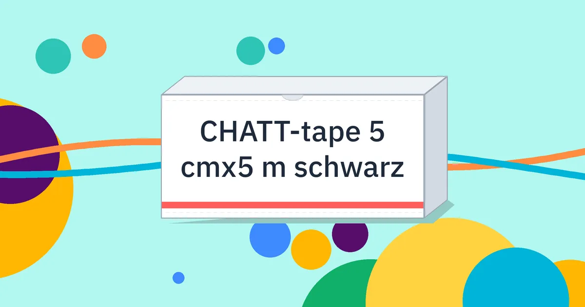 Symbolbild: Packung mit der Aufschrift CHATT-tape 5 cmx5 m schwarz (PZN 11879188) – Verfügbarkeit und Bezug in Apotheken in Frankfurt am Main