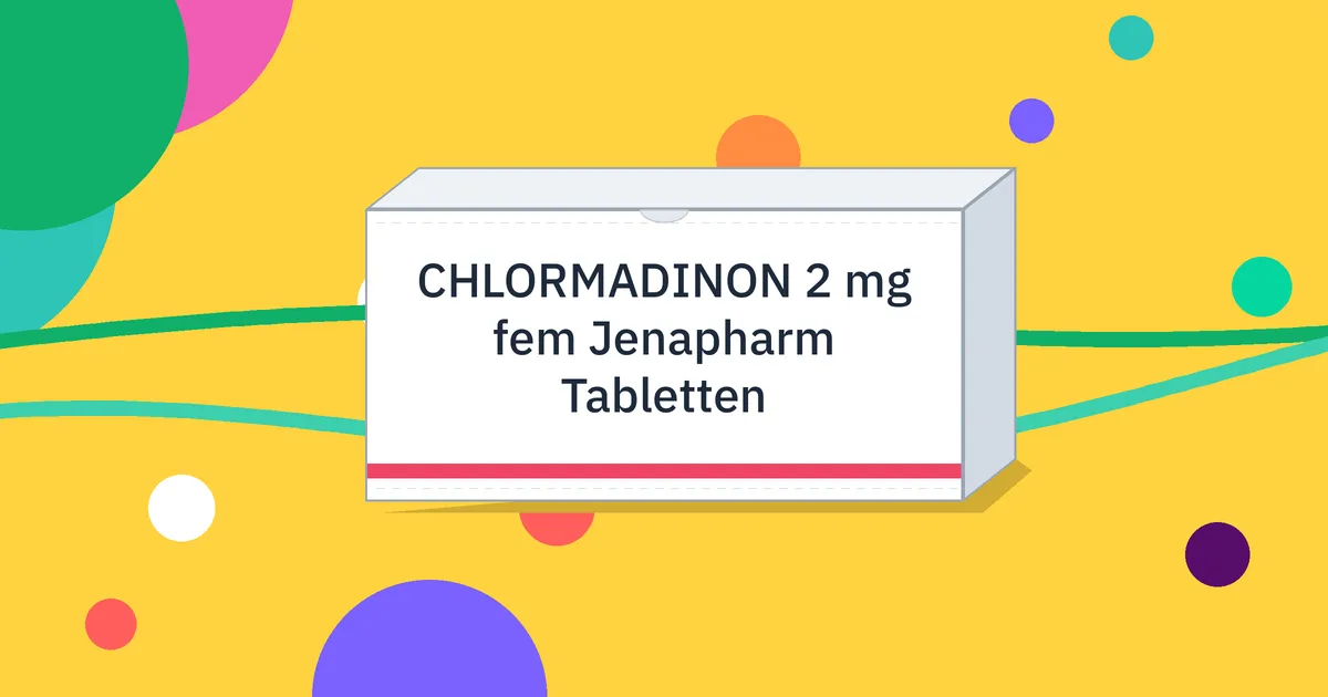 Symbolbild: Packung mit der Aufschrift CHLORMADINON 2 mg fem Jenapharm Tabletten (PZN 05700647) – Verfügbarkeit und Bezug in Apotheken in Frankfurt am Main
