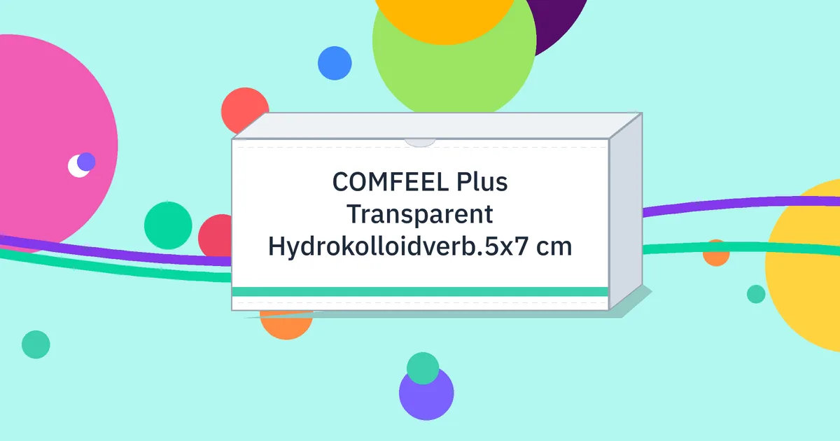 Symbolbild: Packung mit der Aufschrift COMFEEL Plus Transparent Hydrokolloidverb.5x7 cm (PZN 20389425) – Verfügbarkeit und Bezug in Apotheken in Frankfurt am Main