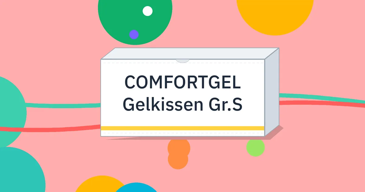 Symbolbild: Packung mit der Aufschrift COMFORTGEL Gelkissen Gr.S (PZN 00071738) – Verfügbarkeit und Bezug in Apotheken in Frankfurt am Main
