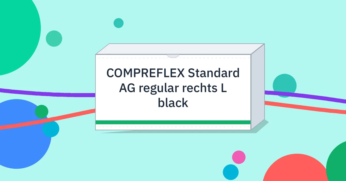 Symbolbild: Packung mit der Aufschrift COMPREFLEX Standard AG regular rechts L black (PZN 19534342) – Verfügbarkeit und Bezug in Apotheken in Frankfurt am Main