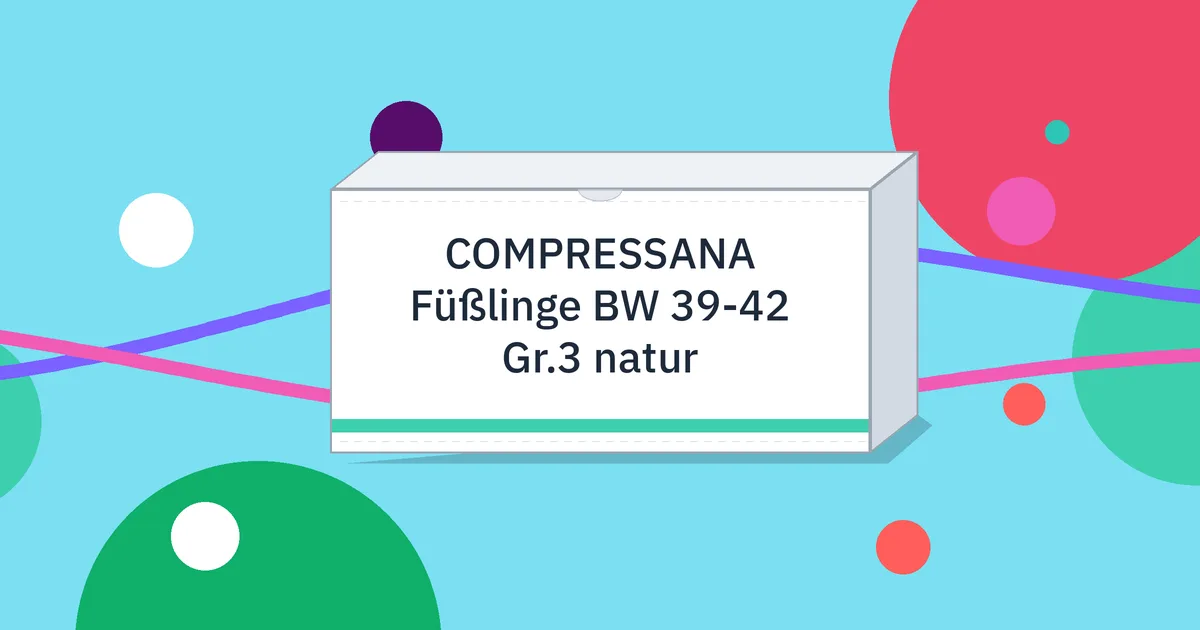 Symbolbild: Packung mit der Aufschrift COMPRESSANA Füßlinge BW 39-42 Gr.3 natur (PZN 09210992) – Verfügbarkeit und Bezug in Apotheken in Frankfurt am Main