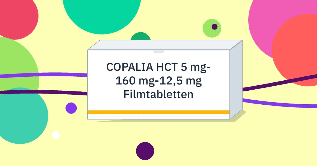 Symbolbild: Packung mit der Aufschrift COPALIA HCT 5 mg-160 mg-12,5 mg Filmtabletten (PZN 19226758) – Verfügbarkeit und Bezug in Apotheken in Frankfurt am Main